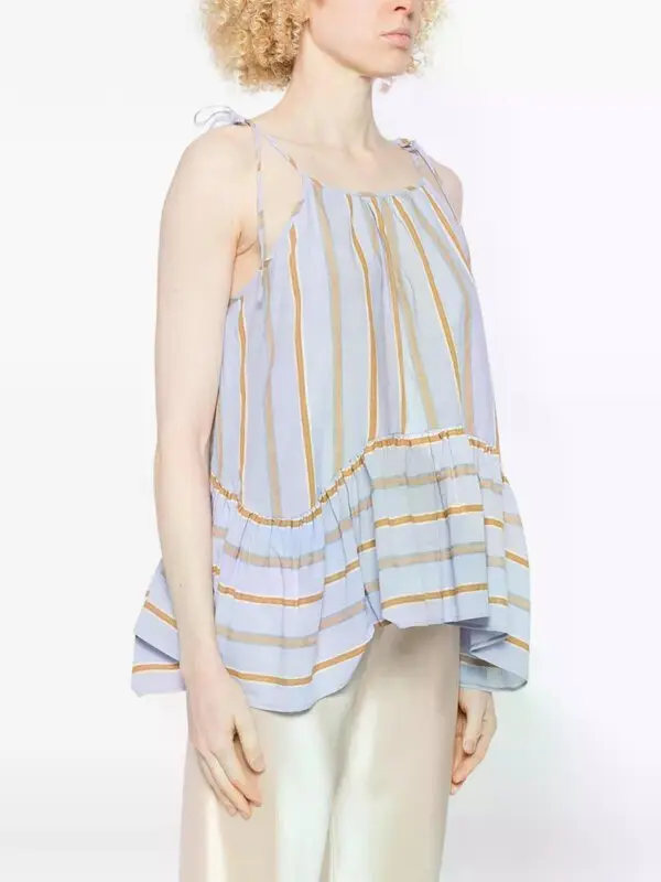 PSOPHIA Striped Ruffle-detail Top