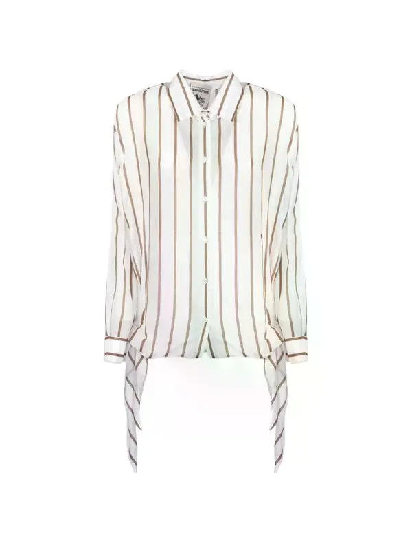 SEMICOUTURE Striped Asymmetrical Shirt - White