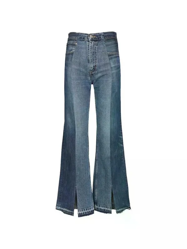 E.L.V. DENIM Slit Wide-leg Arcola Jeans - Blue