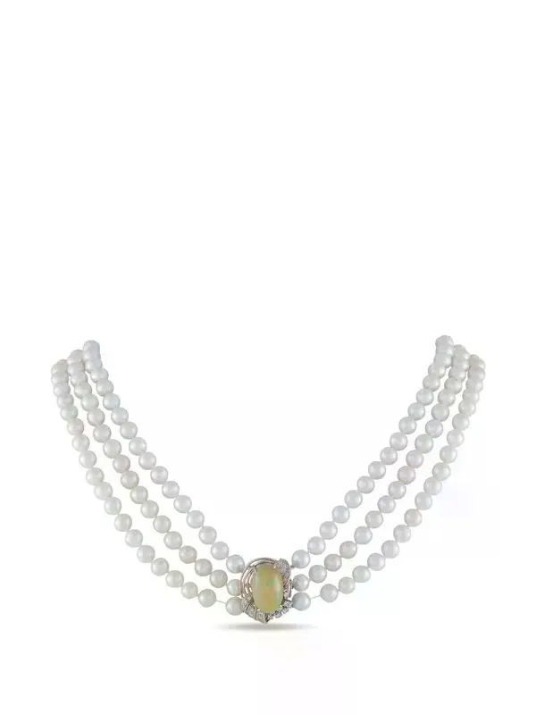 LB EXCLUSIVE Diamond, Opal, And Pearl Necklace - White