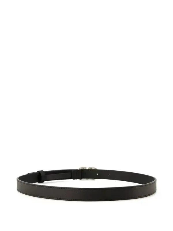 Valentino Garavani Crystal-embellished Leather Belt - Black