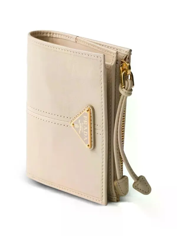 Prada Small Leather Wallet - Neutrals