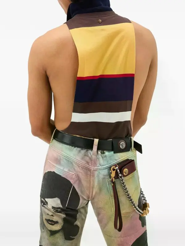 Versace Striped Cotton-jersey Tank Top
