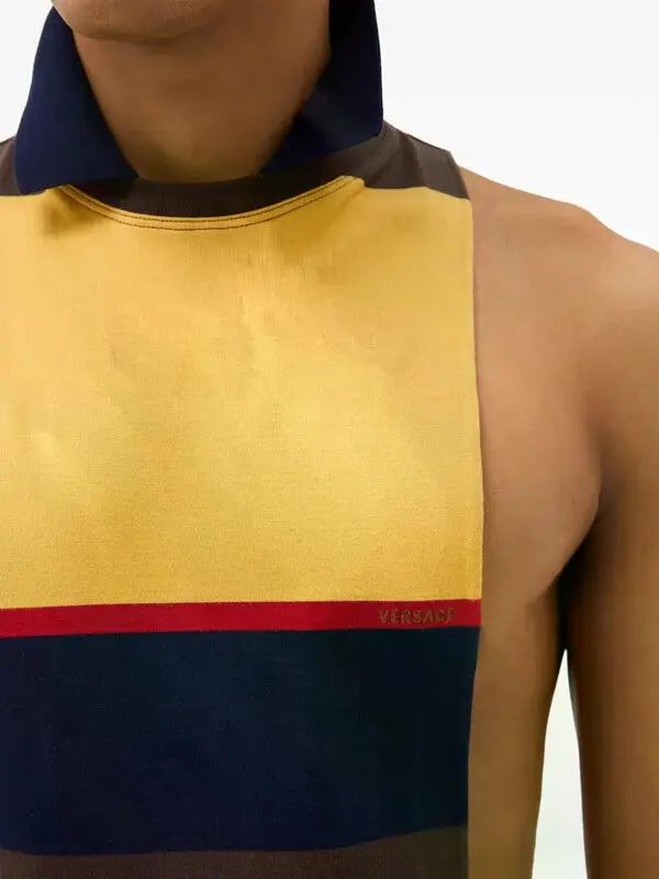 Versace Striped Cotton-jersey Tank Top