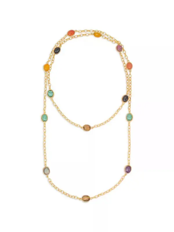 Sylvia Toledano River Chain Oval Stones Necklace - Gold