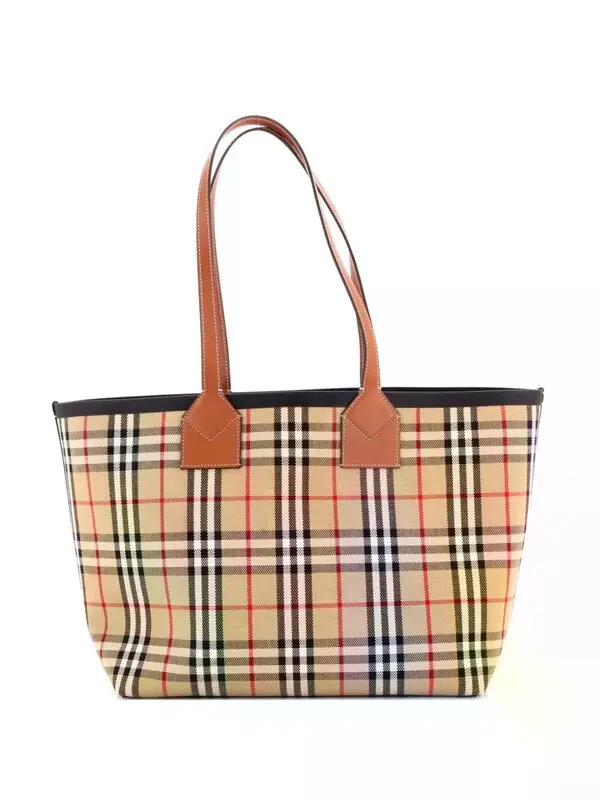 Burberry London Vintage Check Canvas Small Tote Bag - Brown