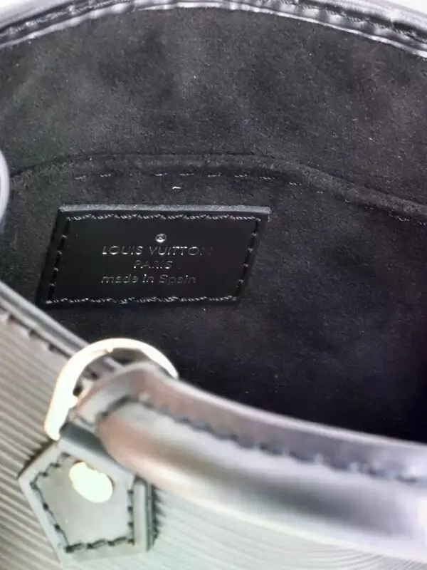 LOUIS VUITTON Petit Sac Plat Epi Leather Crossbody Bag With Logo Jacquard Strap - Black