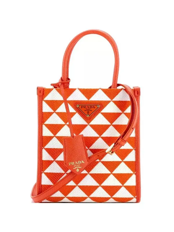 Prada Symbole Shopper Tote Jacquard Mini Crossbody Bag - Orange