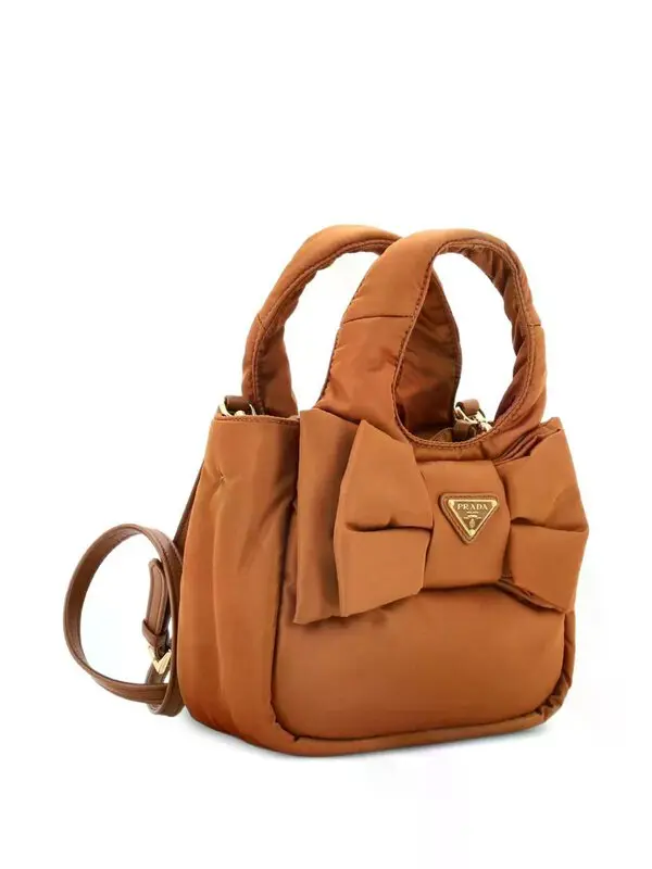 Prada Padded Bow Re-nylon Mini Tote Bag - Brown