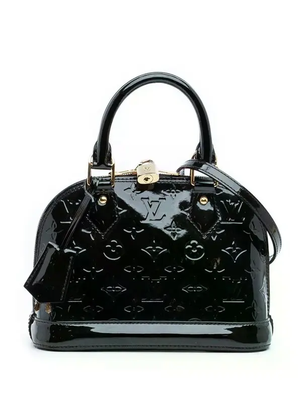 LOUIS VUITTON 2015 Monogram Vernis Alma Bb Satchel - Black