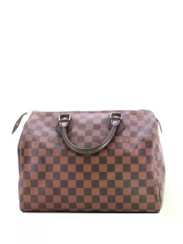 LOUIS VUITTON Speedy Handbag Damier 30 Satchel - Brown