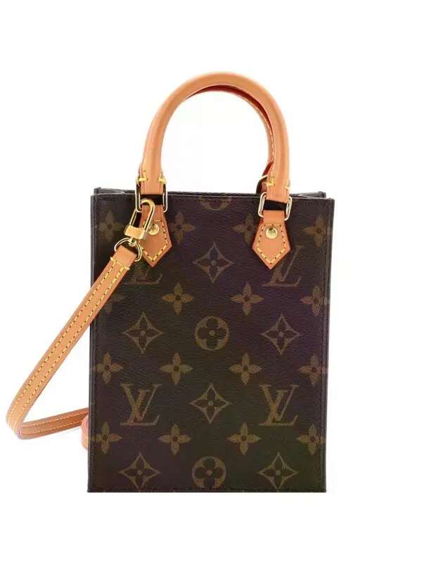 LOUIS VUITTON Petit Sac Plat Monogram Canvas Crossbody Bag - Brown