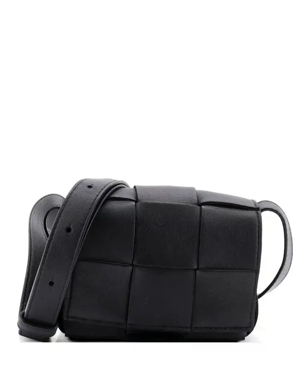 Bottega Veneta Cassette Maxi Intrecciato Leather Crossbody Bag - Black