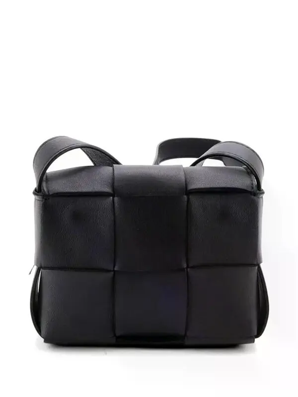 Bottega Veneta Cassette Maxi Intrecciato Leather Crossbody Bag - Black