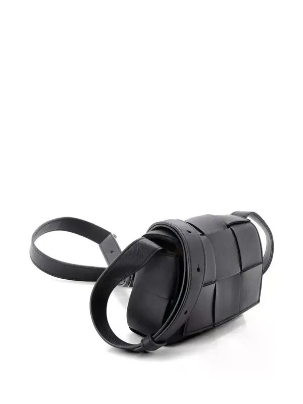 Bottega Veneta Cassette Maxi Intrecciato Leather Crossbody Bag - Black