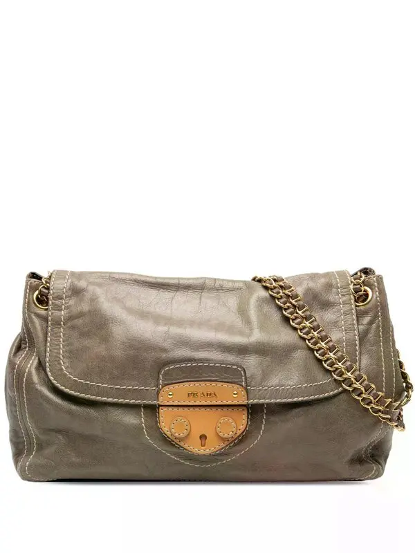 Prada Vitello Shine Push Lock Flap Shoulder Bag