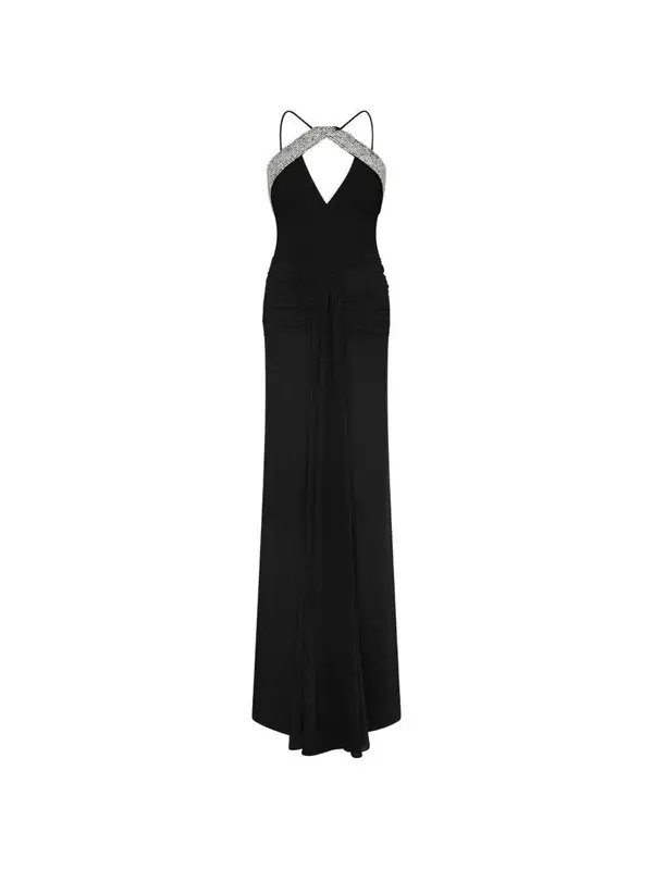 Rebecca Vallance Astros Embellished V-neck Maxi Dress - Black
