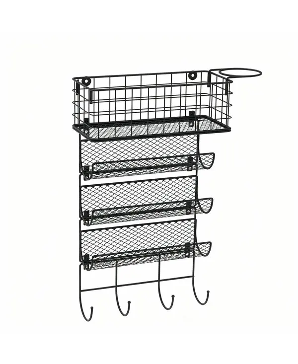 YIGII Wall-mounted Hair Tool Wall Rack With Heat Safe Rack For Styling Tools - Black