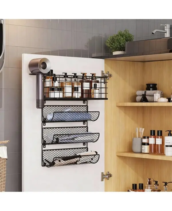 YIGII Wall-mounted Hair Tool Wall Rack With Heat Safe Rack For Styling Tools - Black