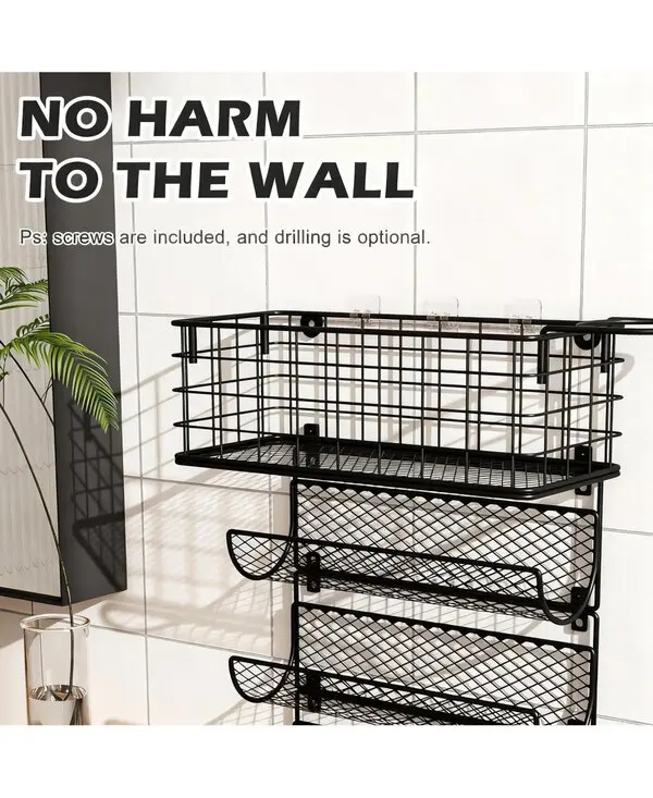 YIGII Wall-mounted Hair Tool Wall Rack With Heat Safe Rack For Styling Tools - Black