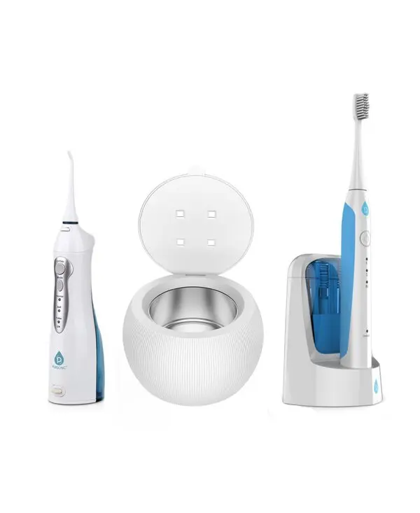 PURSONIC Complete Oral Care Bundle Â Uv Sonic Toothbrush W 12 Brush Heads - White