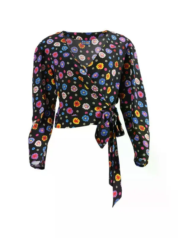 Lhd Odalys Floral Wrap Blouse - Black