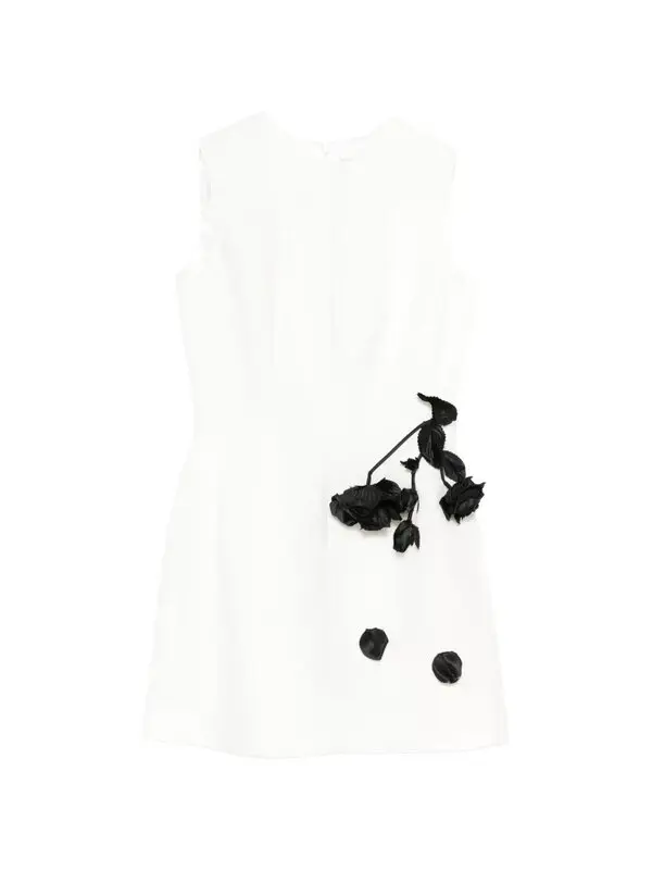 CRISTINA SAVULESCU Floral-appliqué Mini Dress - White