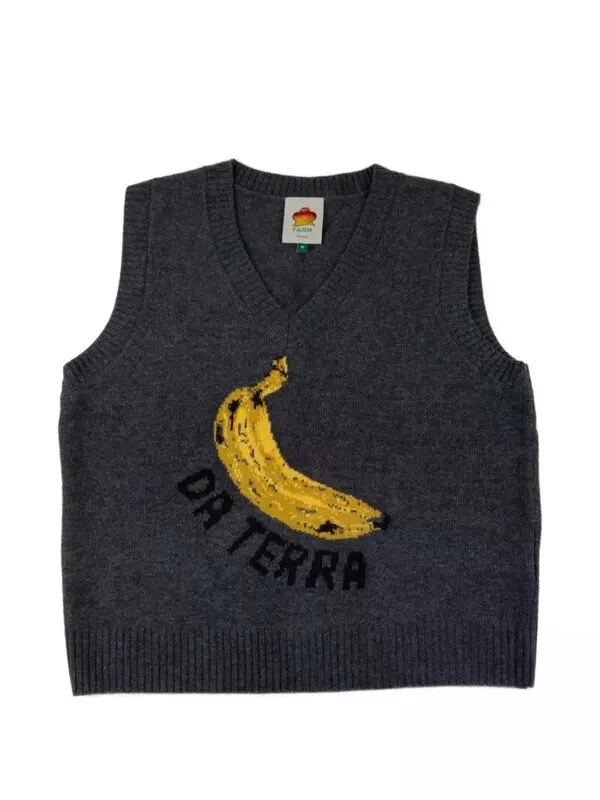 Farm Rio Banana-print Knit Vest - Grey