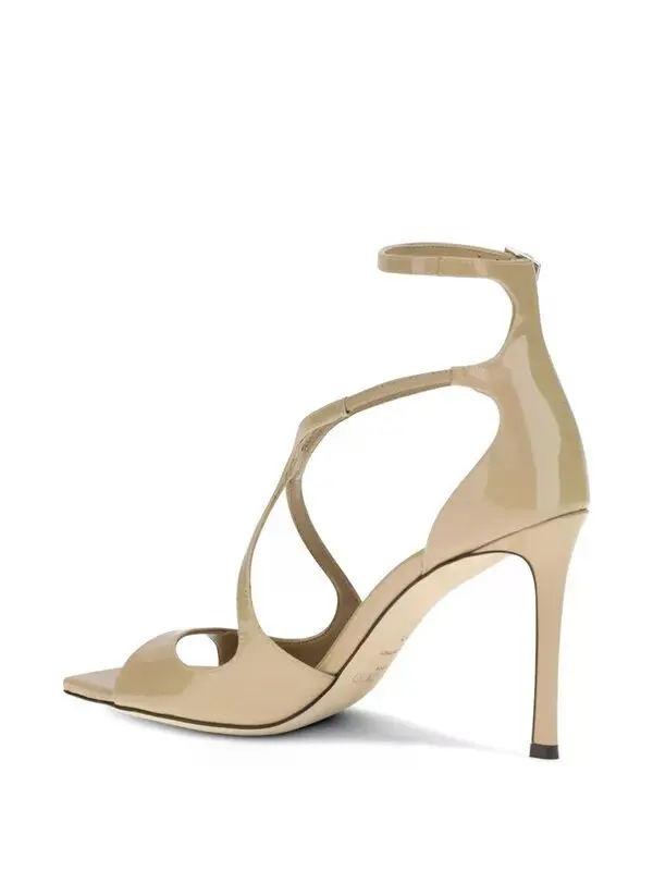 JIMMY CHOO Azia 95 Patent Leather Sandals - Neutrals