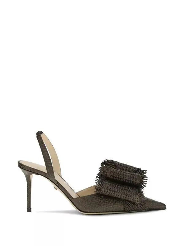 Mach & Mach Raffia Fringed Slingback Sandals