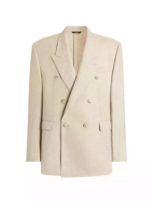 Dolce & Gabbana Double-breasted Tweed-effect Jacket - Neutrals