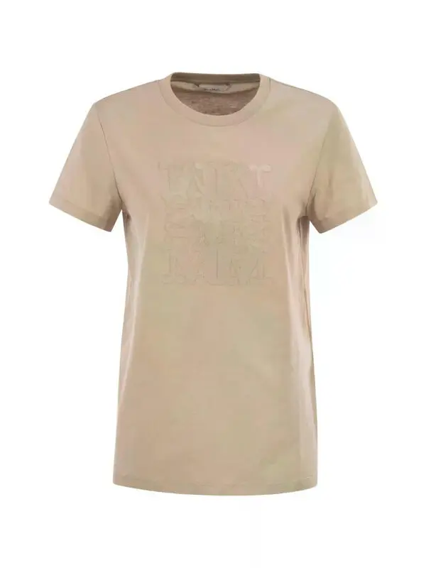 Max Mara Giovane Monogram-embroidered T-shirt - Neutrals