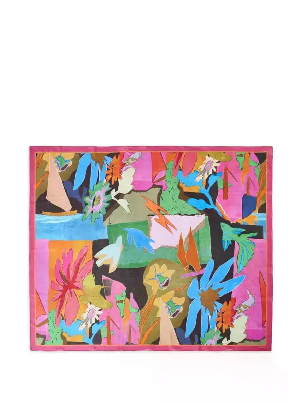 Paul Smith River Collage Floral-printed Scarf - Pink