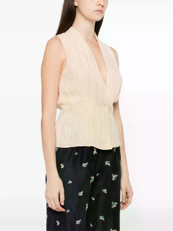 FORTE_FORTE Sleeveless Draped Peplum Top
