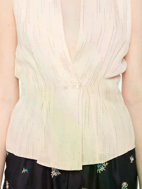 FORTE_FORTE Sleeveless Draped Peplum Top