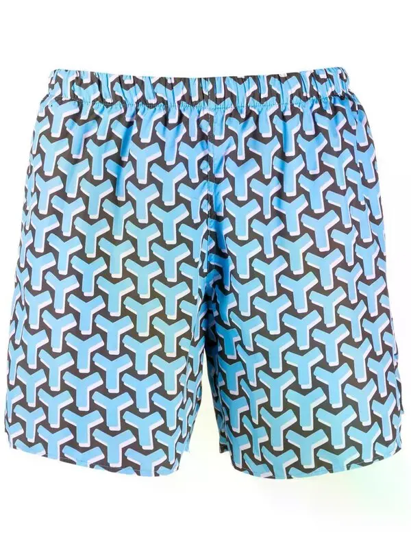 YES I AM Geometric-print Swim Trunks - Blue