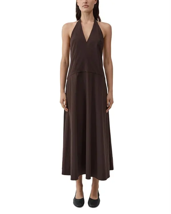ST. AGNI Halter Plunge Dress - Bark