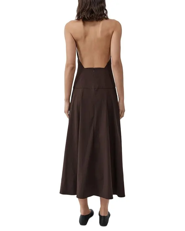 ST. AGNI Halter Plunge Dress - Bark