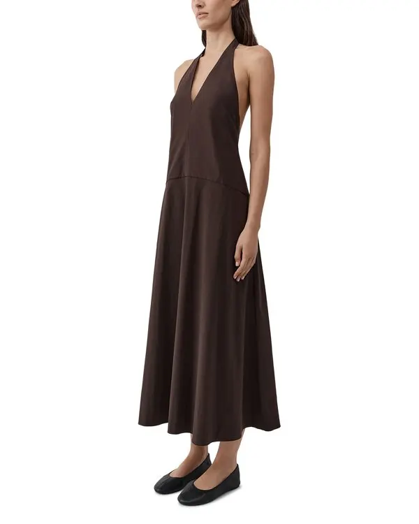 ST. AGNI Halter Plunge Dress - Bark
