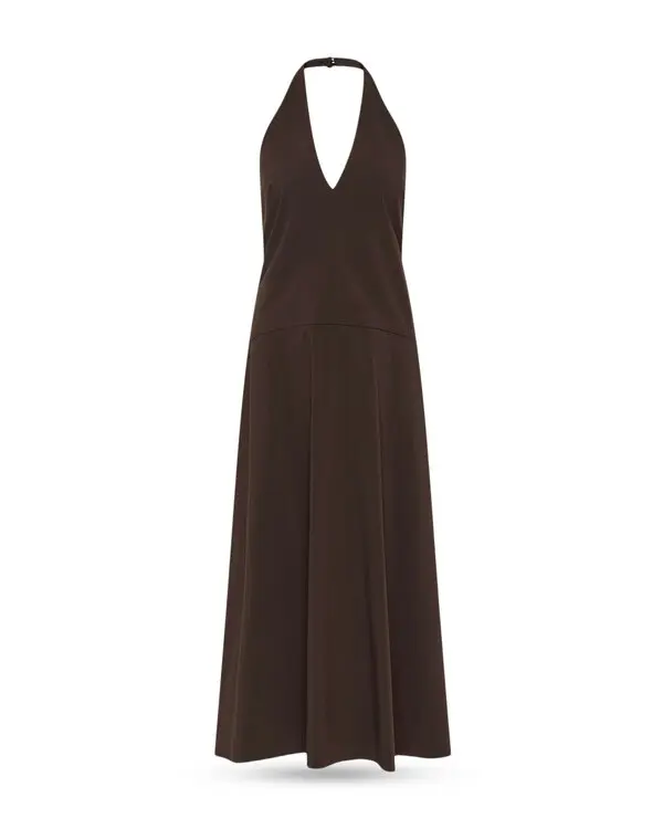 ST. AGNI Halter Plunge Dress - Bark