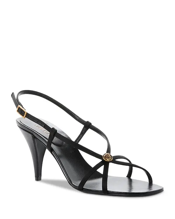 Versace Strappy Slingback Sandals - Black/gold