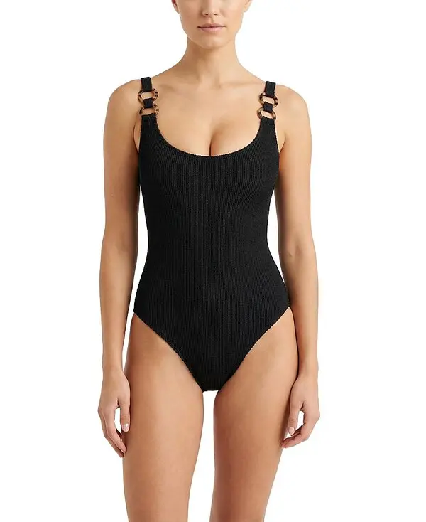CHANGE OF SCENERY Chloe Ring Trim One-piece Swimsuit - Black Texture