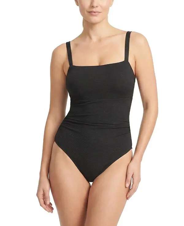 CHANGE OF SCENERY Jori Square Neck Underwire One-piece Swimsuit - Black Texture