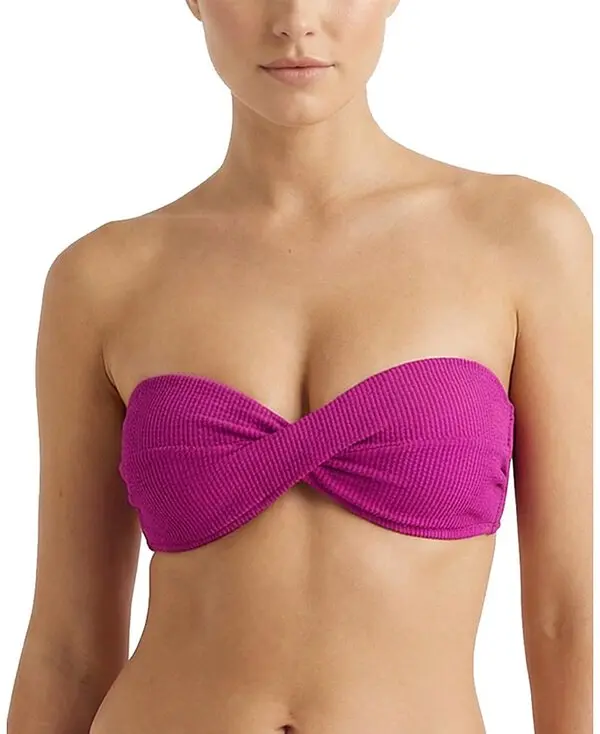 CHANGE OF SCENERY Loryn Twist Bandeau Textured Bikini Top - Plum Texture