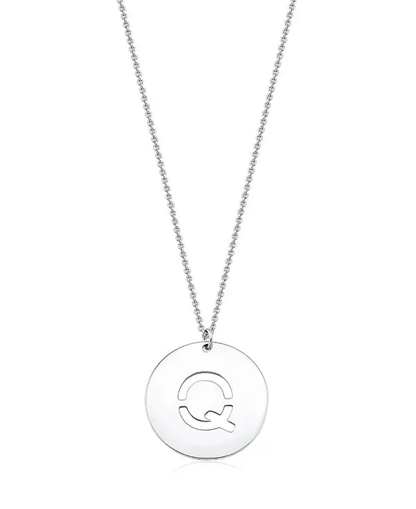 ORADINA Sterling Silver Initial Pendant Necklace - Silver - Q