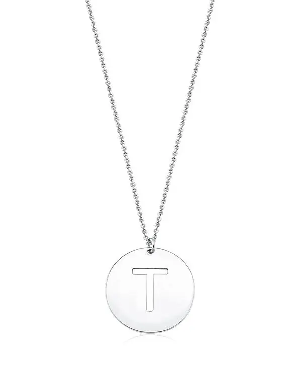 ORADINA Sterling Silver Initial Pendant Necklace - Silver - T
