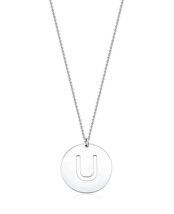 ORADINA Sterling Silver Initial Pendant Necklace - Silver - U