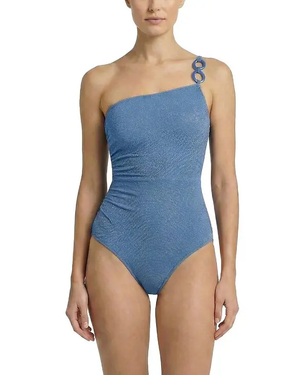 CHANGE OF SCENERY Kara One-shoulder One-piece Swimsuit - Steel Blue Metallic