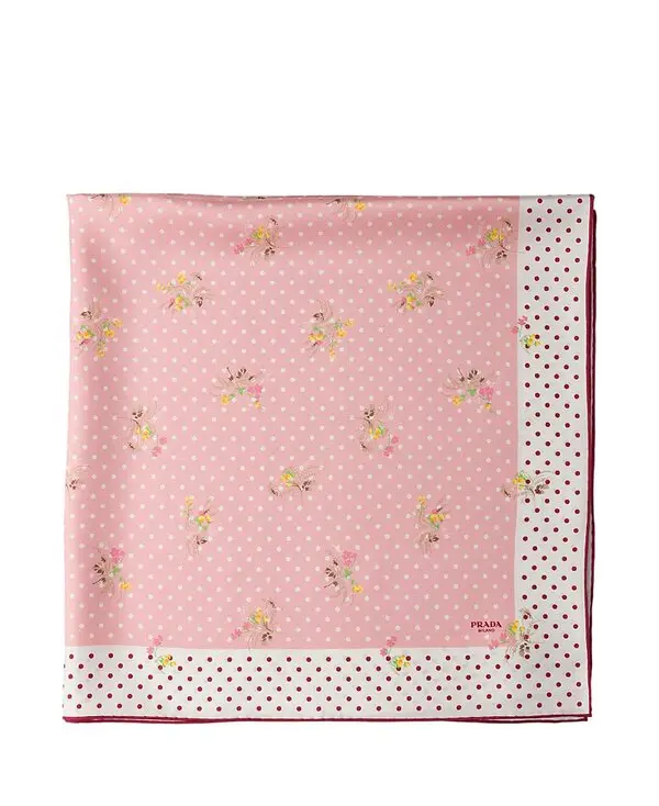 Prada Printed Silk Twill Scarf, 90 X 90 Cm - Pink/sand