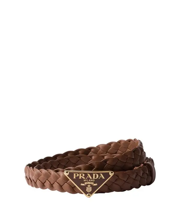 Prada Nappa Leather Woven Belt - Brown